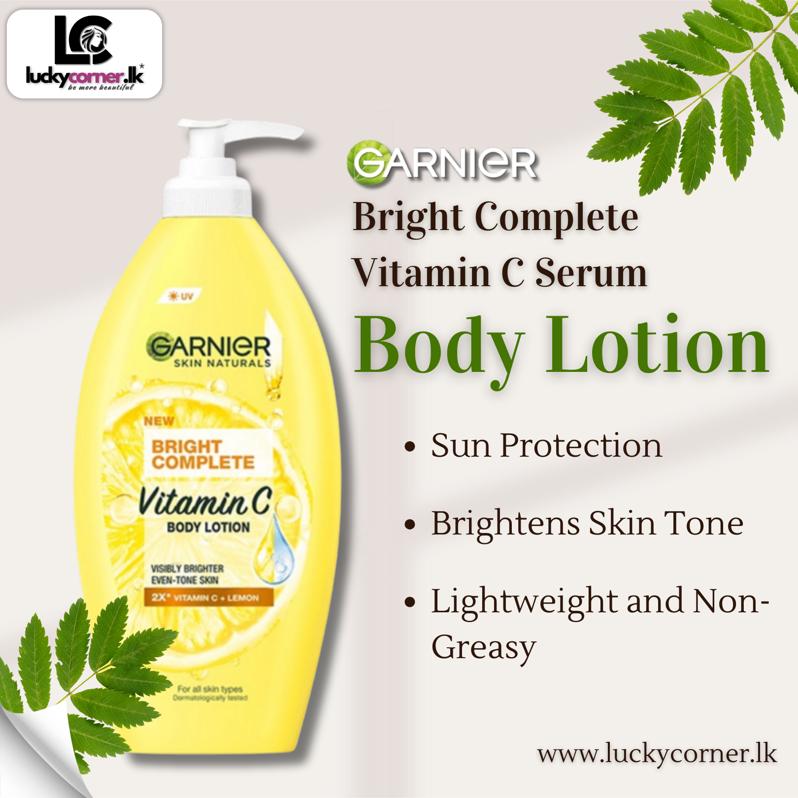 Garnier Bright Complete Body Lotion 400 ml – luckycorner.lk